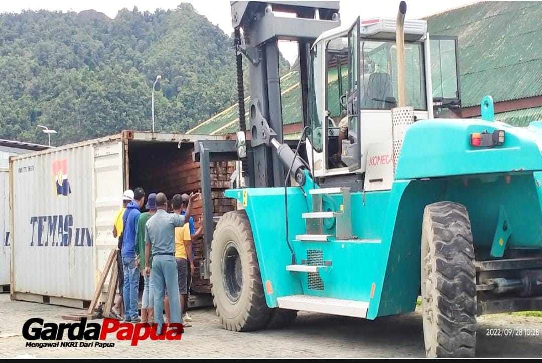 9 Kontainer Kayu Olahan PT. Kaimana Papua Mandiri Dikirim Keluar Daerah – Garda Papua